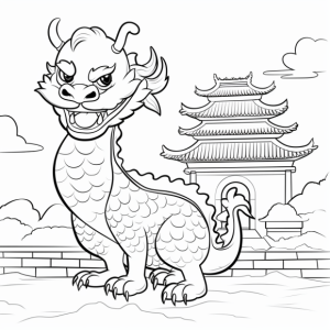 the chinese pagoda and the powerful and magical chinese dragon coloring ...