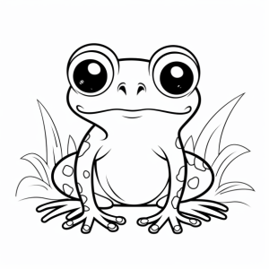 cute thinking frog coloring page - Draw Easy