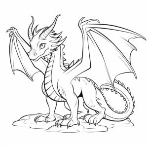 wings dragon coloring page - Draw Easy